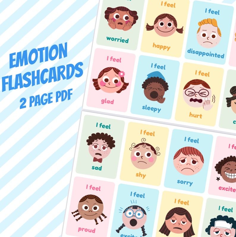 Emotions & Feelings Learning Flashcards Classroom Tools for Emotional ...