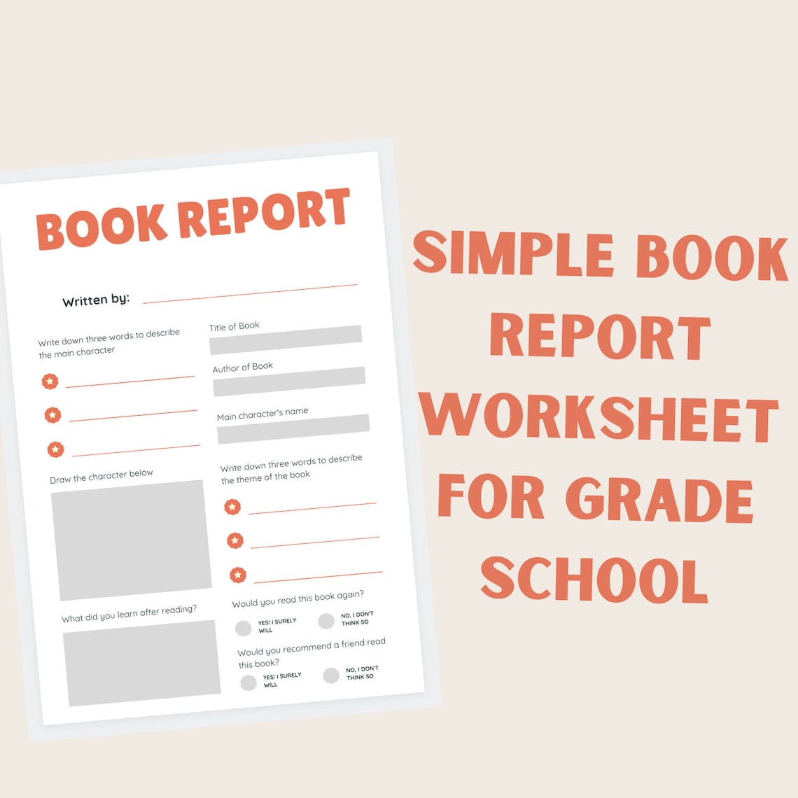 Book Report Sheet Book Report Template Simple Reading Report for Grade ...