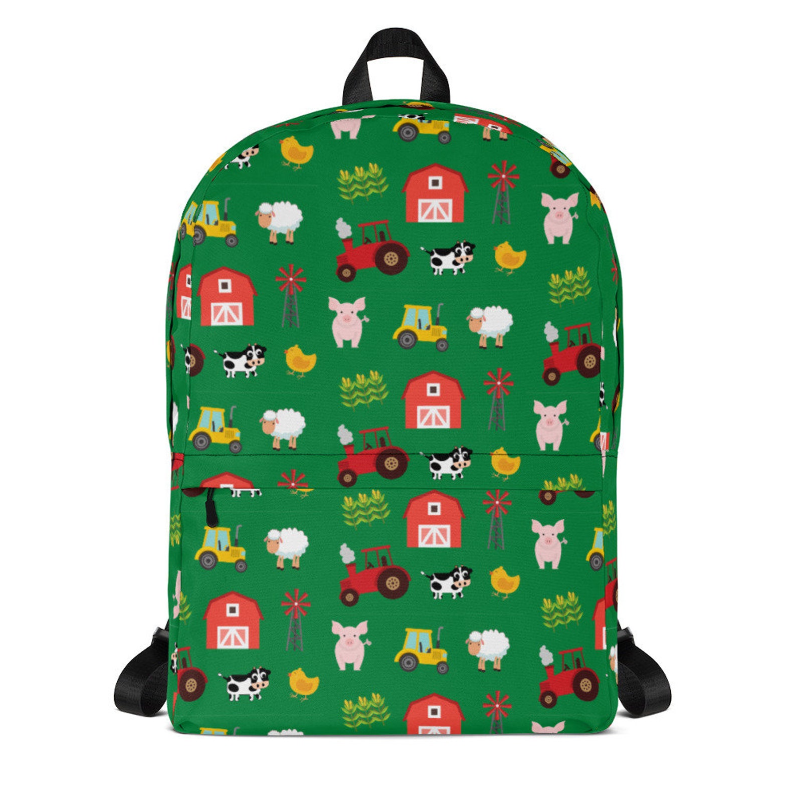 Green Tractor Farm & Farm Animal Backpack Farmer Book Bag - Etsy
