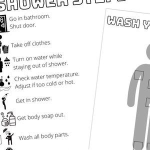 Shower Steps Life Skills Visual Teaching Aid Special Needs OT Autism ...