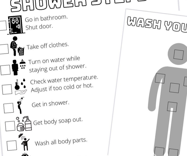 Shower Steps Life Skills Visual Teaching Aid Special Needs OT Autism ...