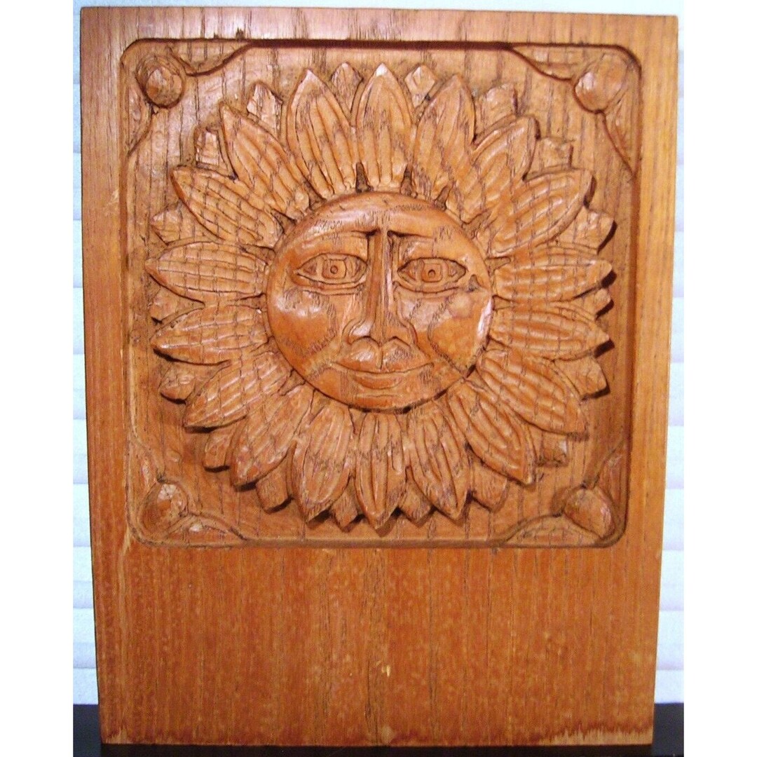 Evelyn Ackerman Wood Panel Sun Carving Mid Century Modern ERA ...