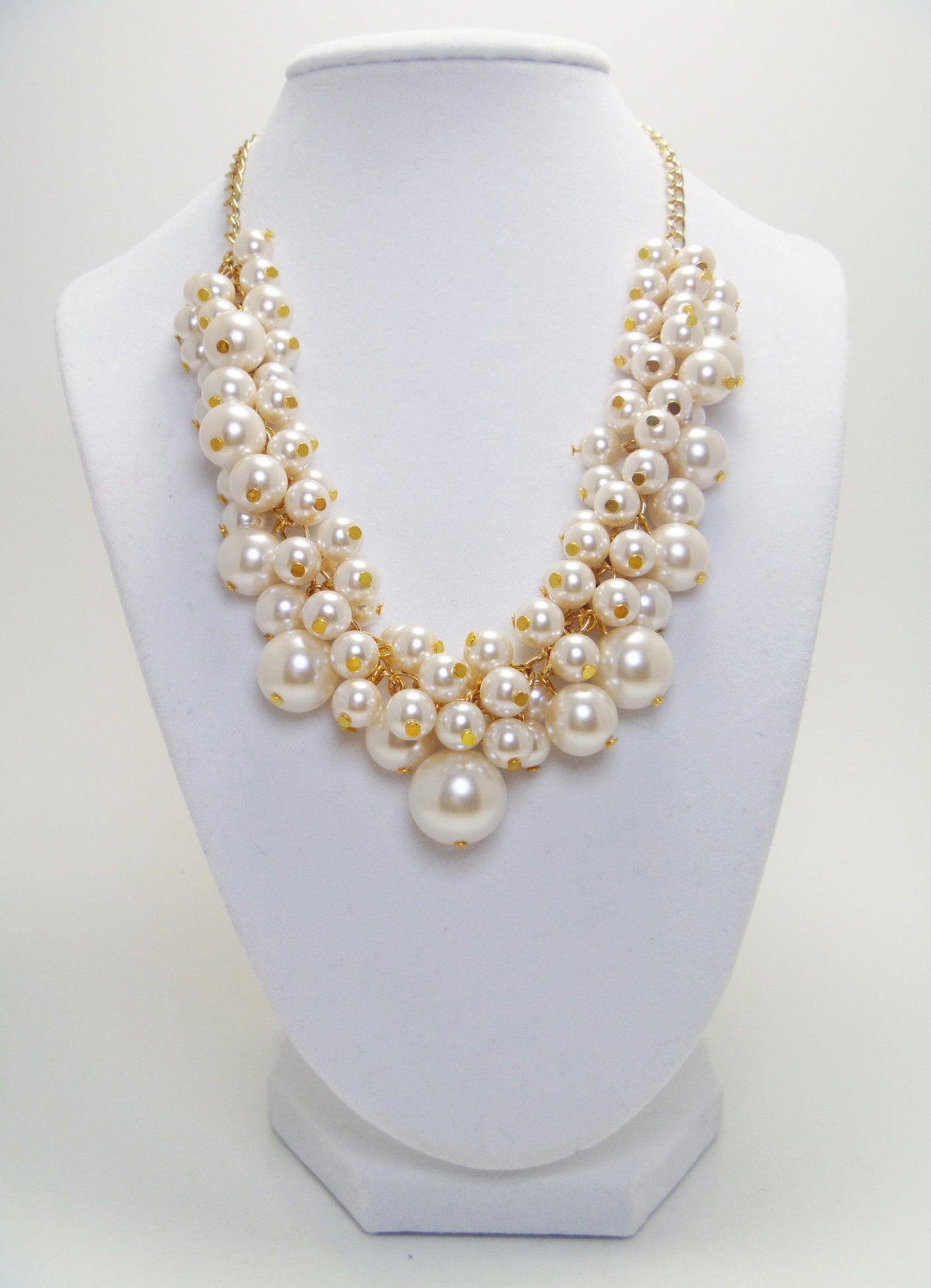 Ivory Pearl Cluster Necklace Ivory Pearl Necklace Cream | Etsy