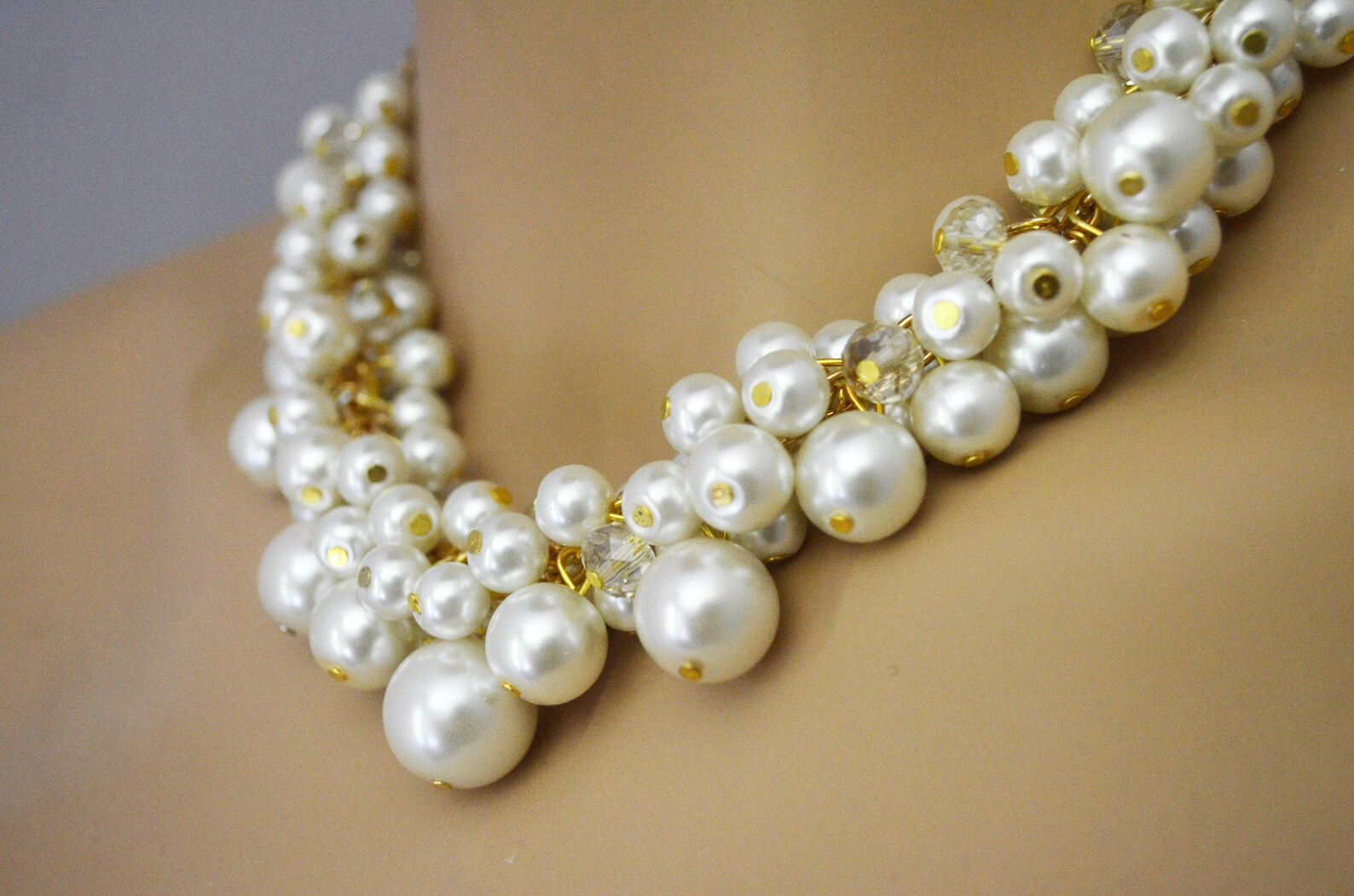 Ivory Pearl Cluster Necklace Ivory Pearl Necklace Cream | Etsy