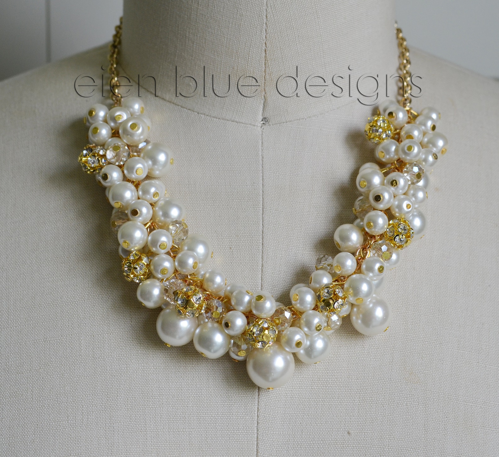 Ivory Pearl Cluster Necklace Ivory Pearl Necklace Cream | Etsy