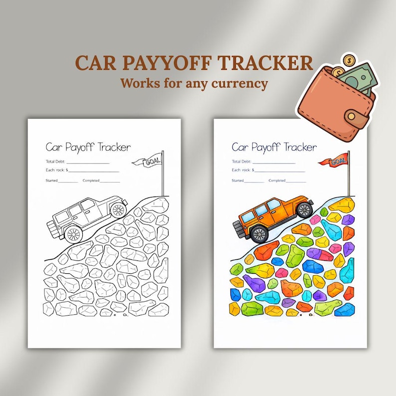 Car Payoff Tracker Printable, Debt Payment Coloring Page (A4 PDF ...
