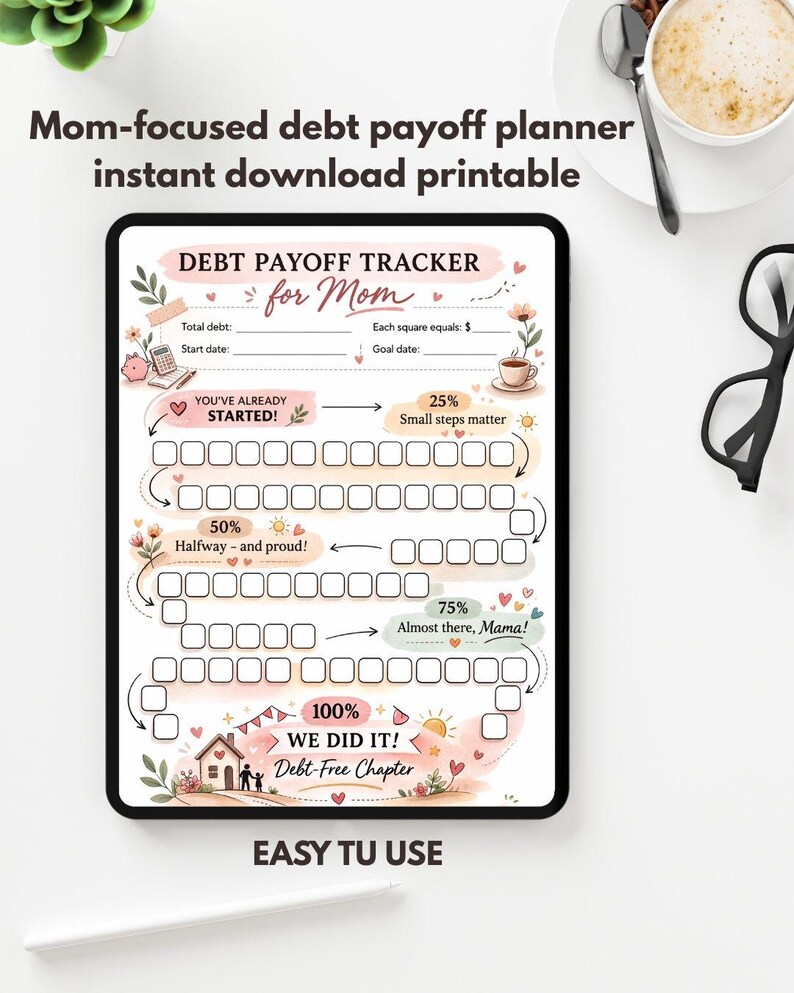Debt Payoff Tracker for Moms, Family Budget Planner (A4 PDF Digital ...