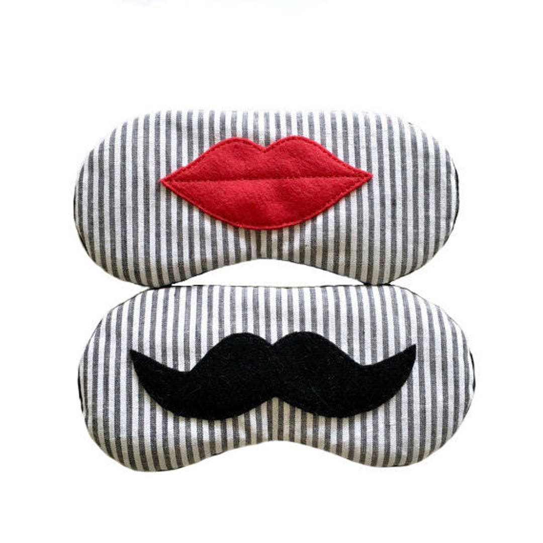 Red Lips Mustache Sleep Mask, Engagement Gift for Couple, Honeymoon His ...