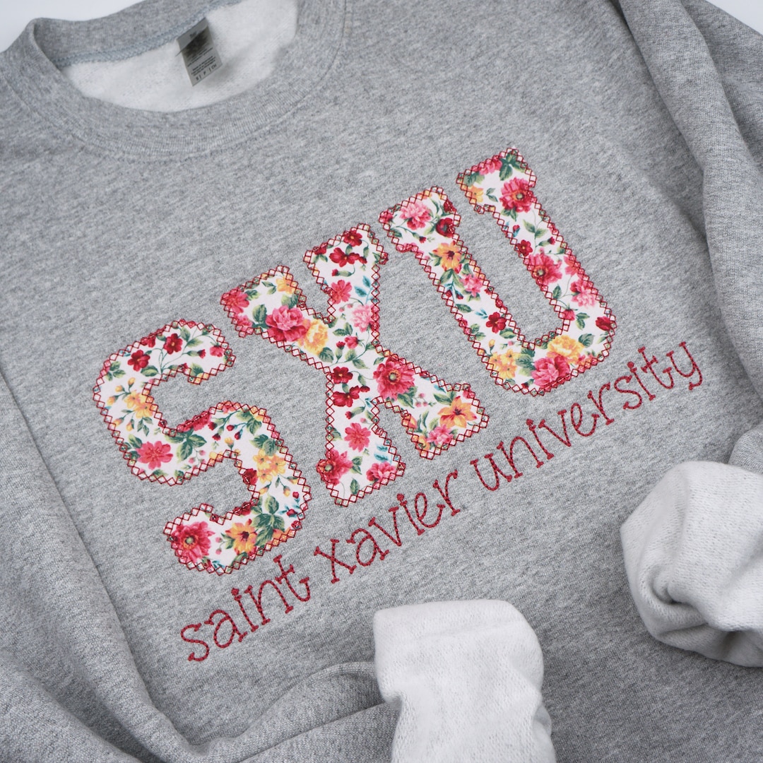 College Varsity Sweatshirt, Floral School Pride Crewneck, Personalized ...