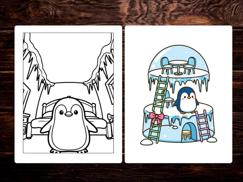 Penguin Polar Playrooms Coloring Pages – Arctic Scenes (digital ...