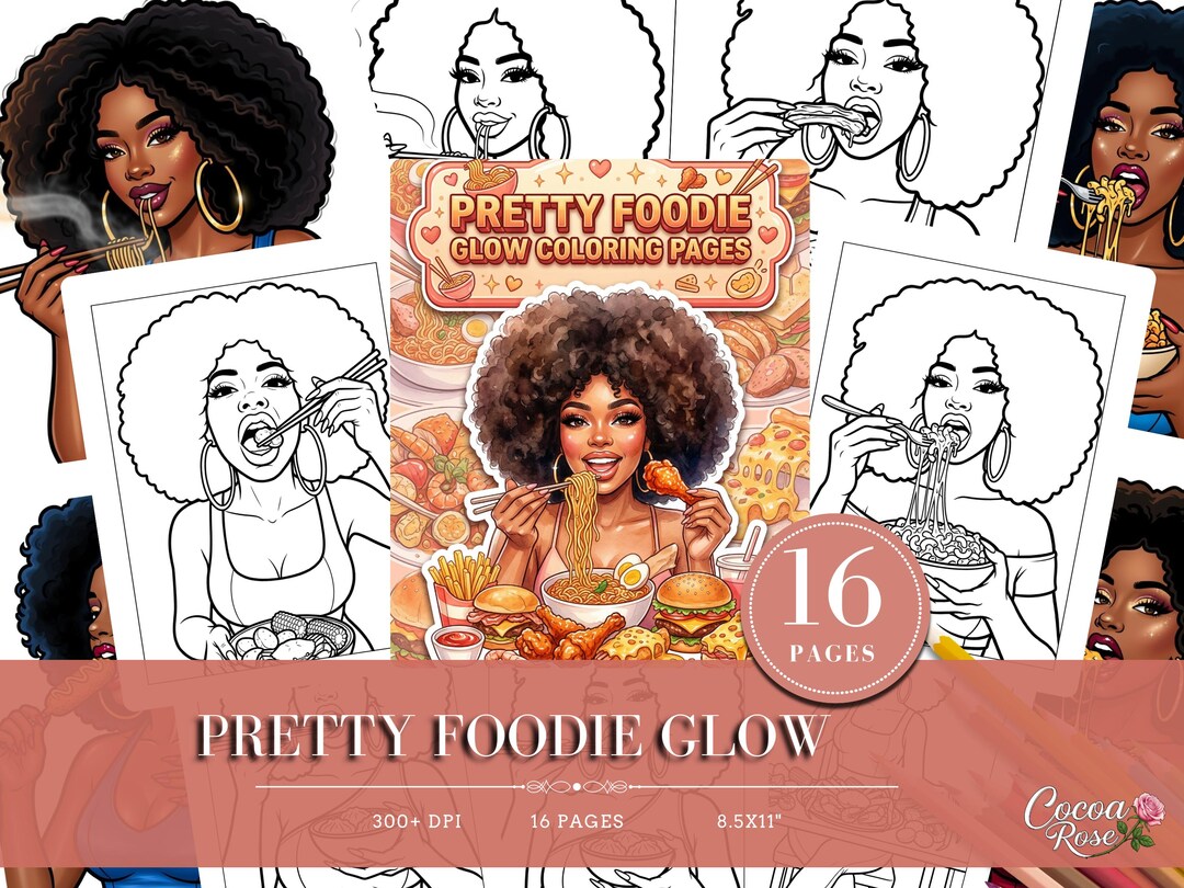 Foodie Glow Mukbang Magic Coloring Pages Coloring Book Downloadable ...