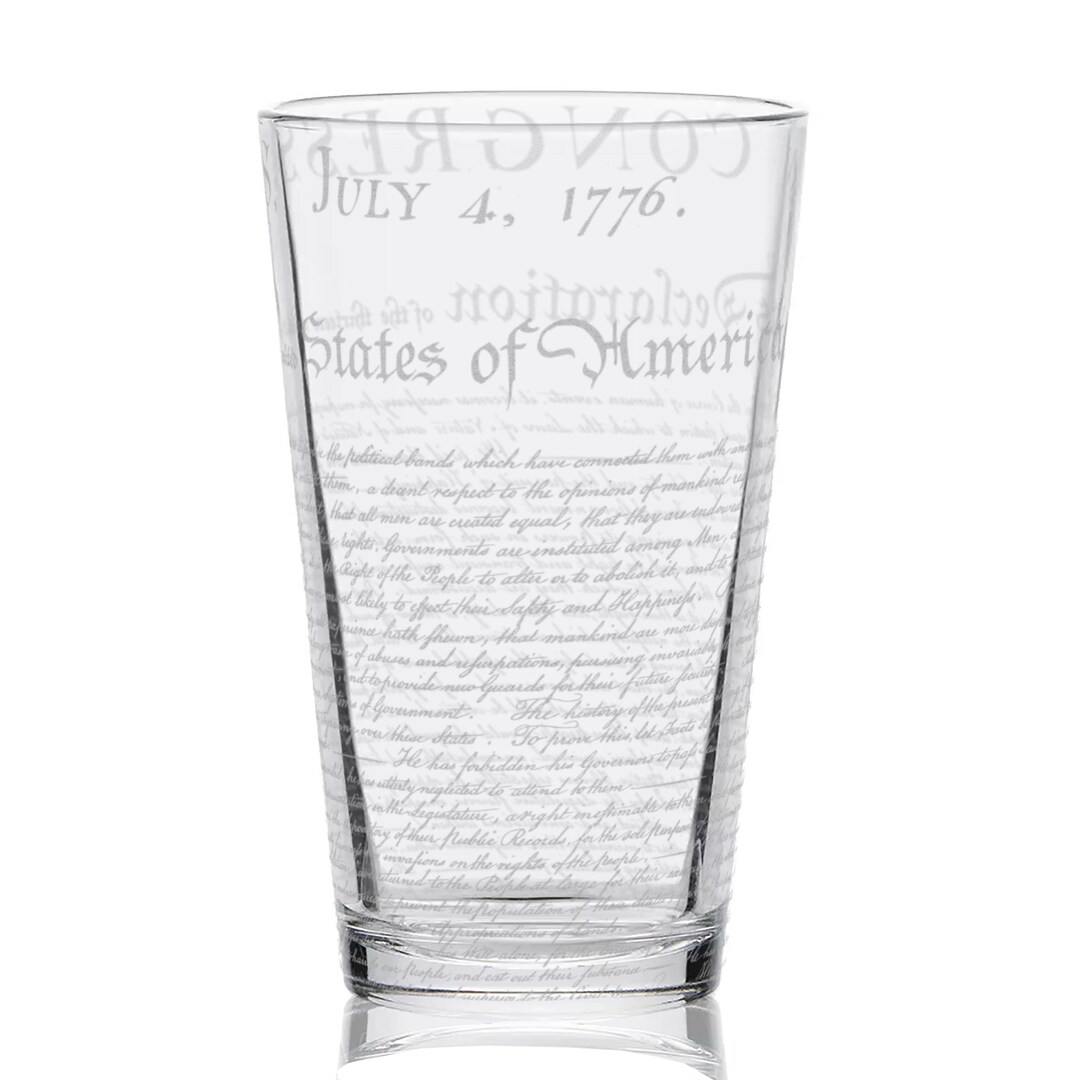 16oz DECLARATION of INDEPENDENCE Engraved Pint Glass | July 4th America ...