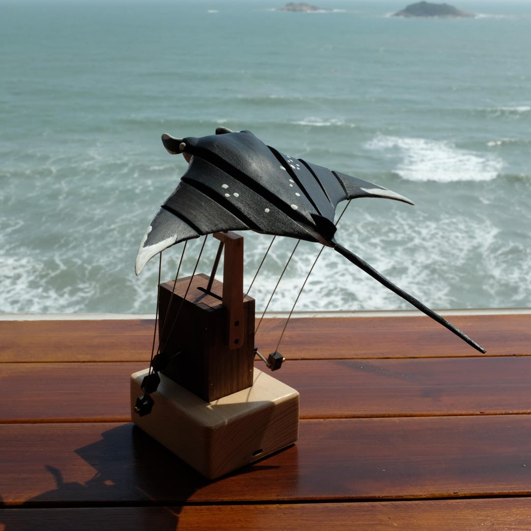 Wooden Manta Ray Automata Glow Constellation, Hand Paint Personalized ...