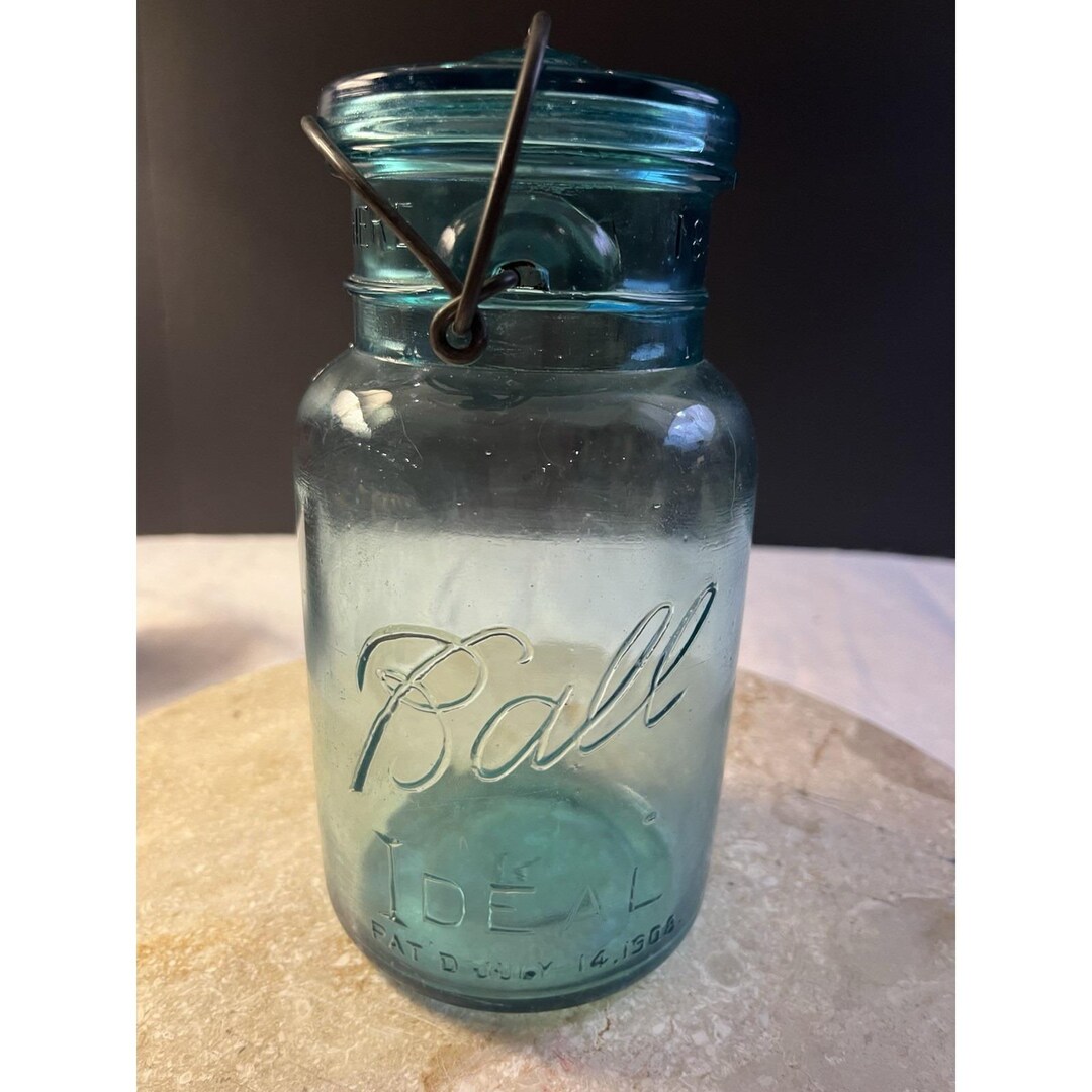 Antique Ball Ideal Blue Glass Canning Jar (pat. July 14, 1908) - Etsy