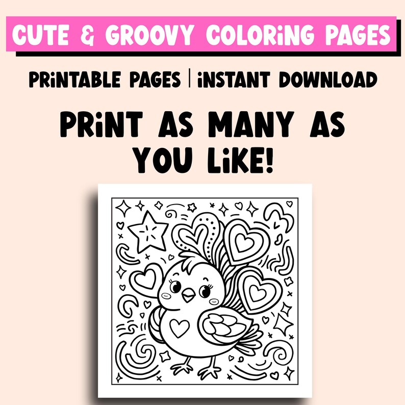 Retro Hippie Coloring Pages | 75 Groovy Activity Sheets (printable PDF ...
