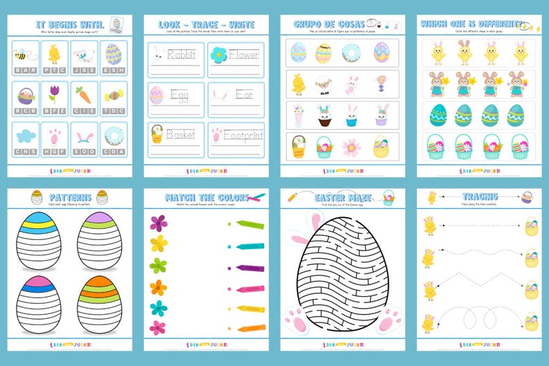 Libro de actividades de Pascua, aprendizaje preescolar, números y ...