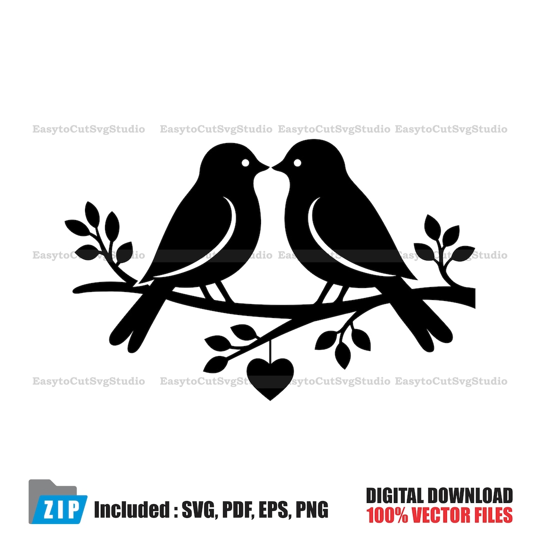 Liebe Vögel SVG: Paar Vogel Vektor romantisch Hochzeit Cricut PNG ...