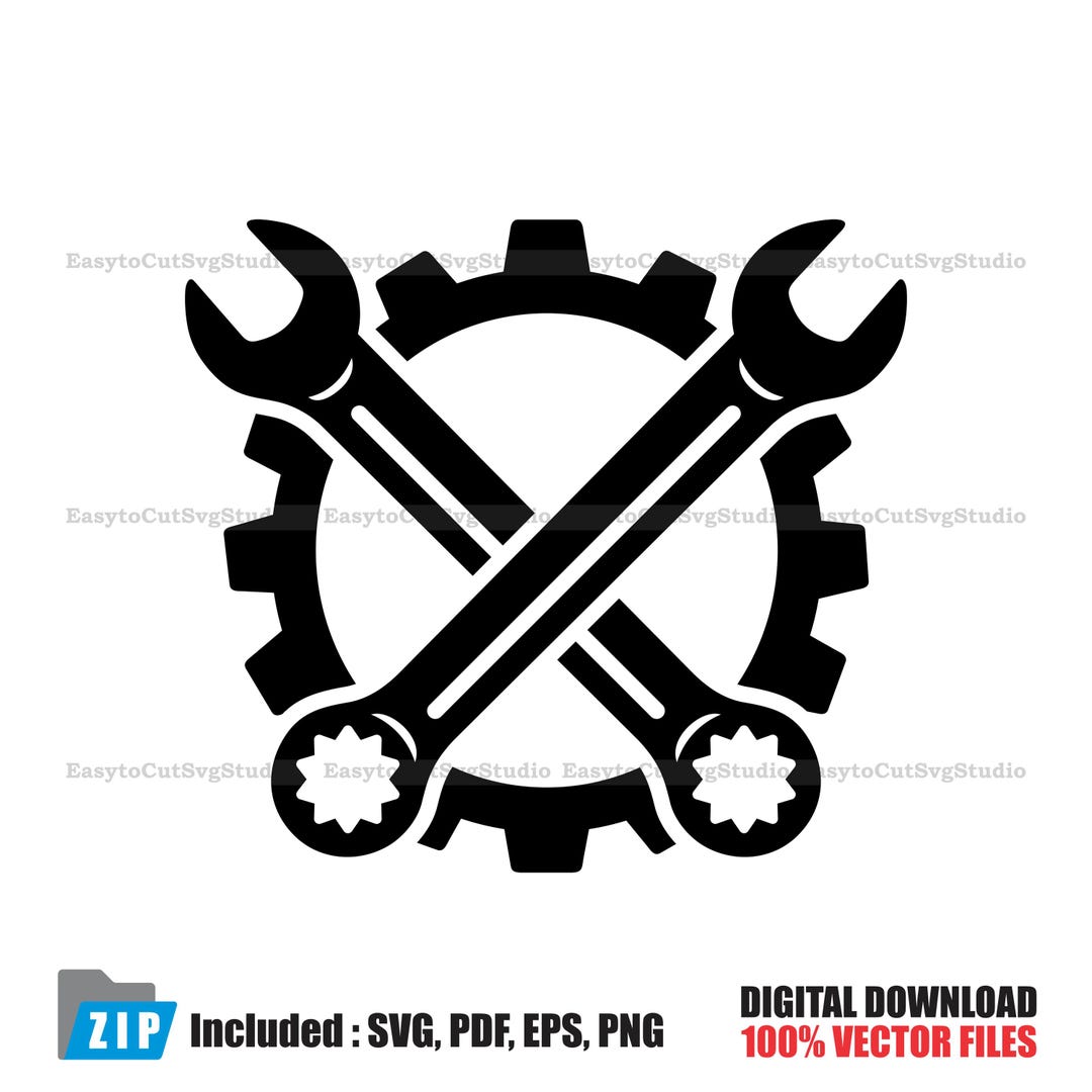 Wrench SVG: Crossed Wrenches Gear Vector Mechanic Repair Cricut PNG ...