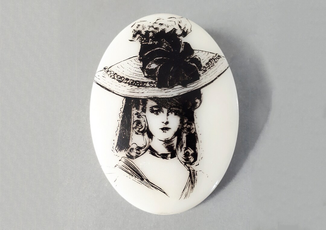 Vintage Plastic Brooch Woman Portrait. - Etsy