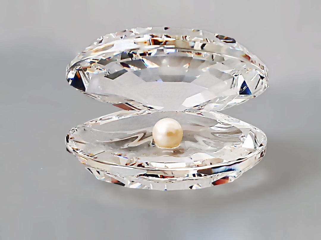 Vintage Swarovski Crystal Large Clam Shell With Pearl, Swarovski ...