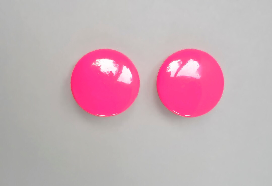 Vintage Bright Pink Plastic Clip-on Earrings - Etsy