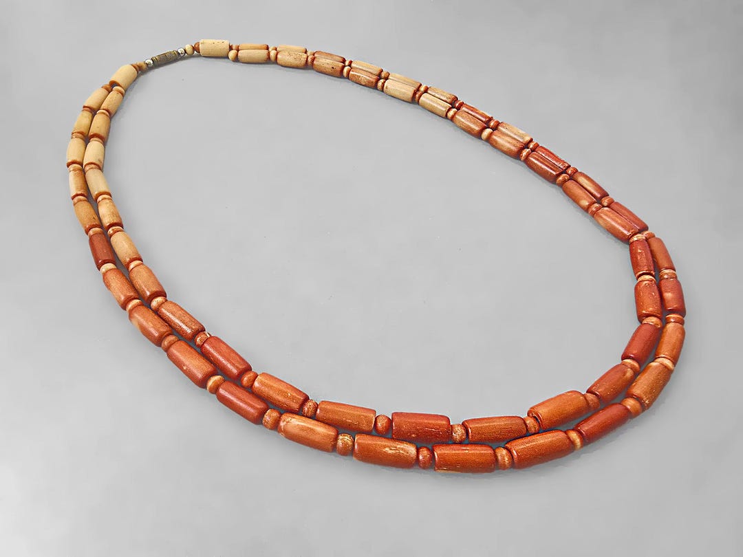 Vintage 2-row Dyed Bone Beads Necklace 25' - Etsy
