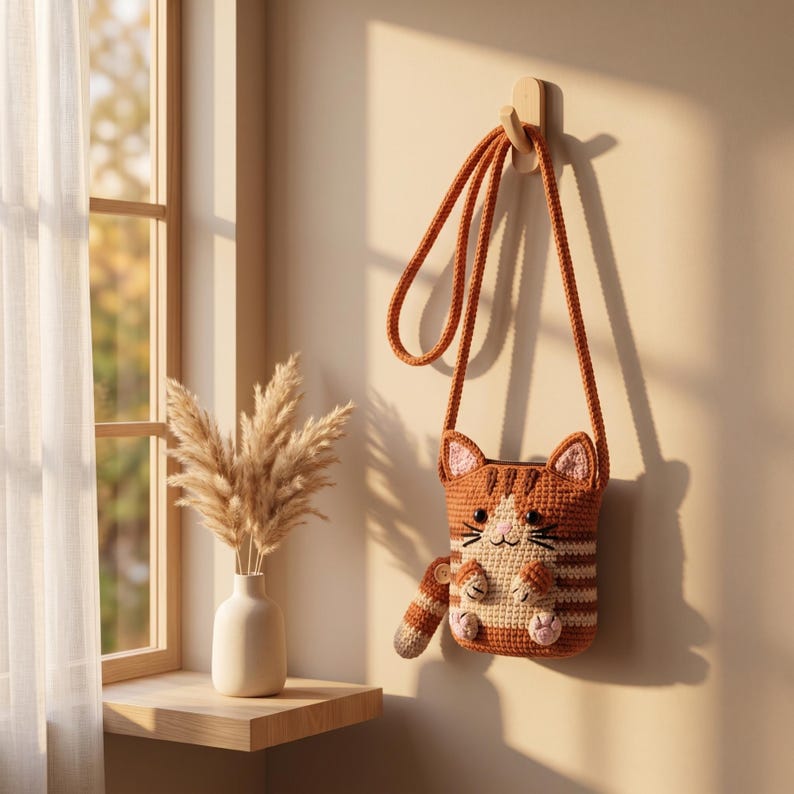 Crochet Bag Pattern – Cute Cat Crossbody Bucket Bag,bag Crochet ...