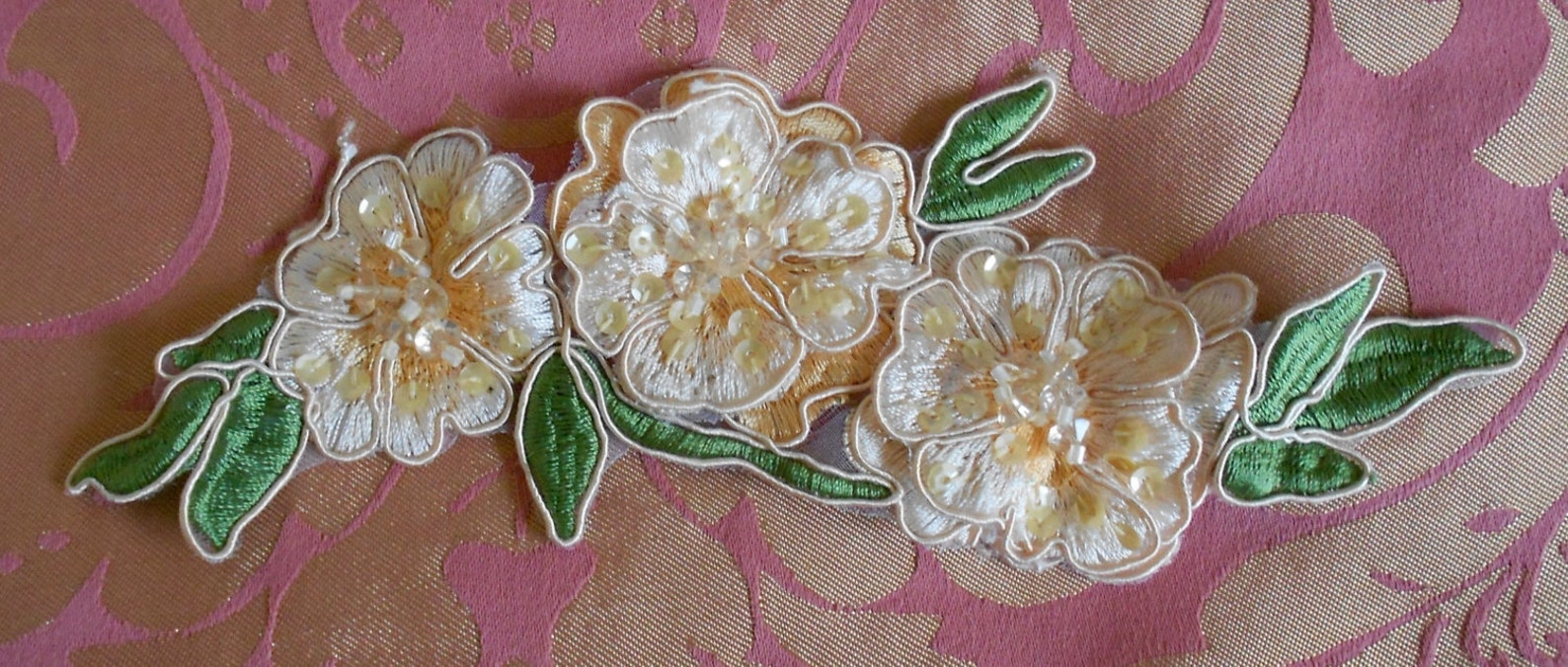 Pale Peach Silk Thread Floral Appliques - Etsy