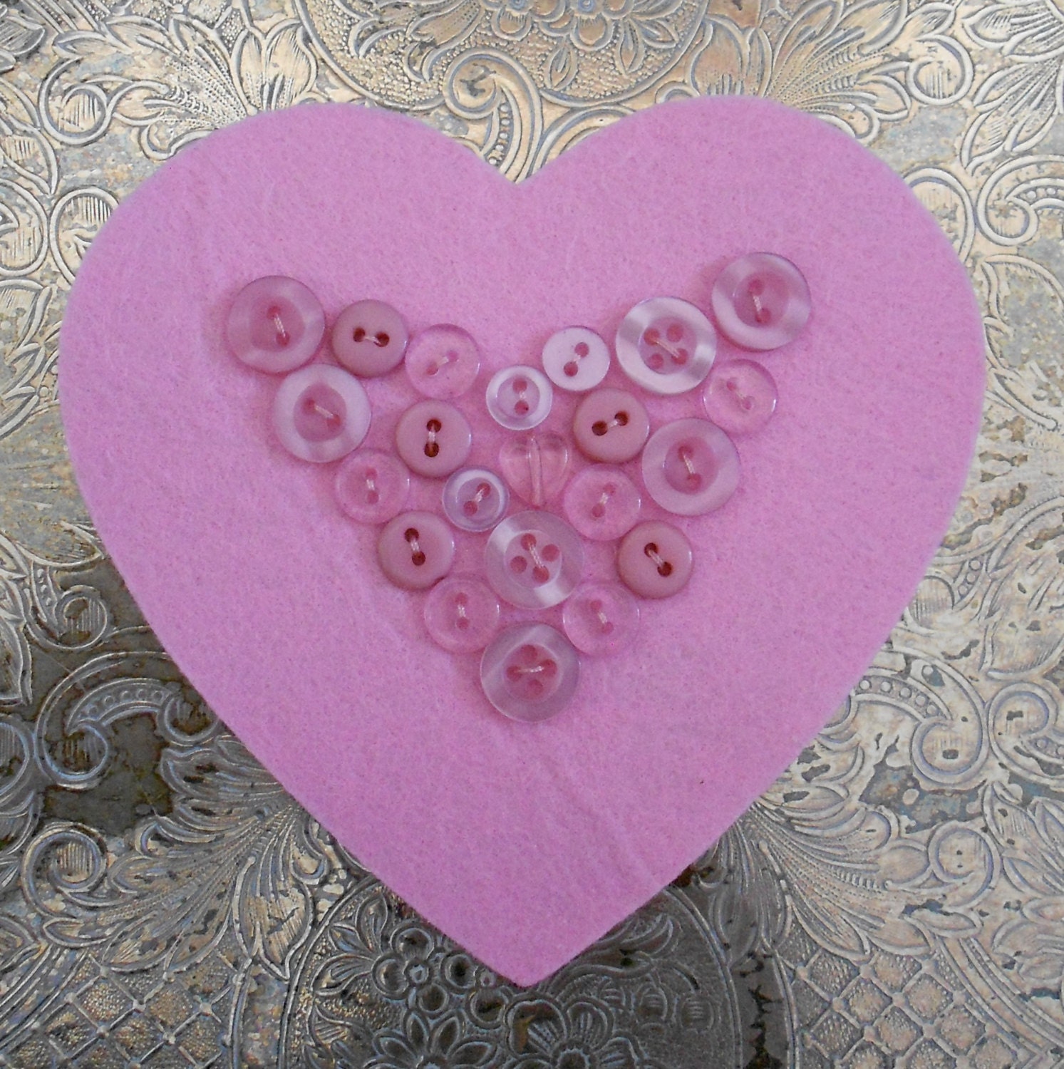 Pink Felt Heart Button Appliques - Etsy