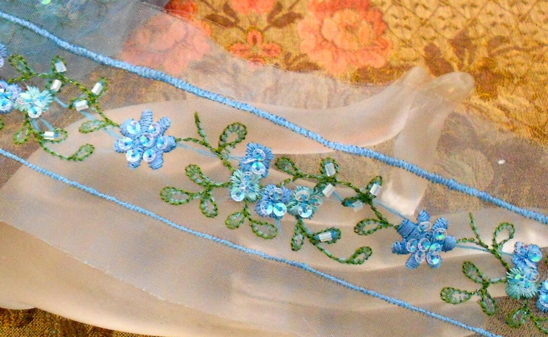 Sky Blue Beaded Sequined Trim - Etsy