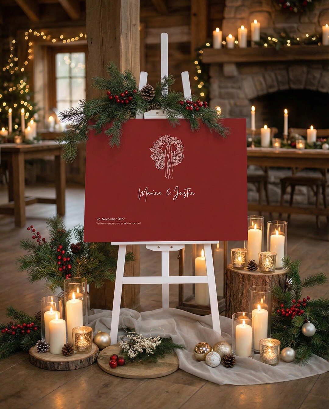 Winter Wedding Welcome Sign Template (canva) – Printable Wedding Sign ...