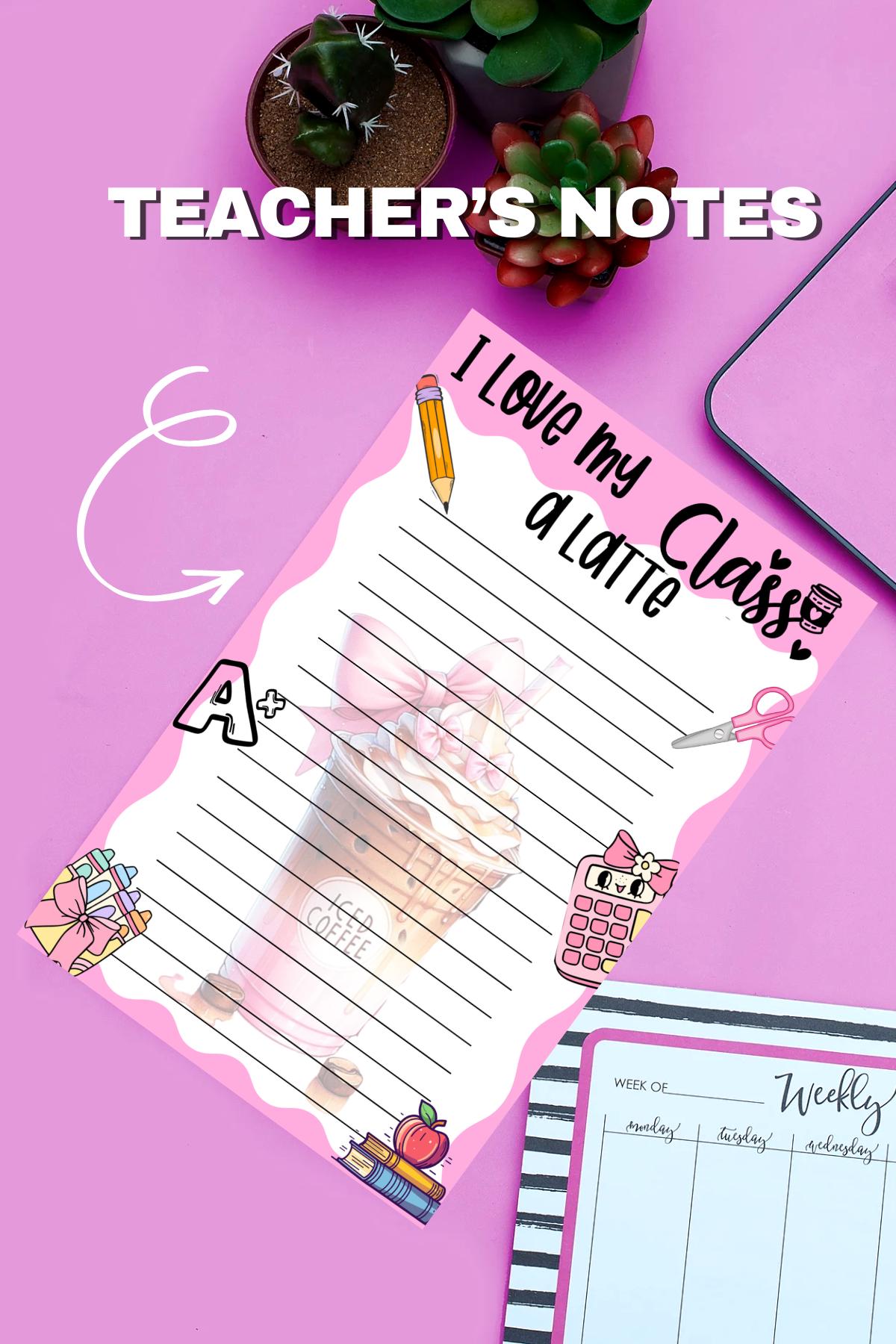 I Love My Class A Latte Notepad, Teacher Stationery, School Memo Pad - Etsy