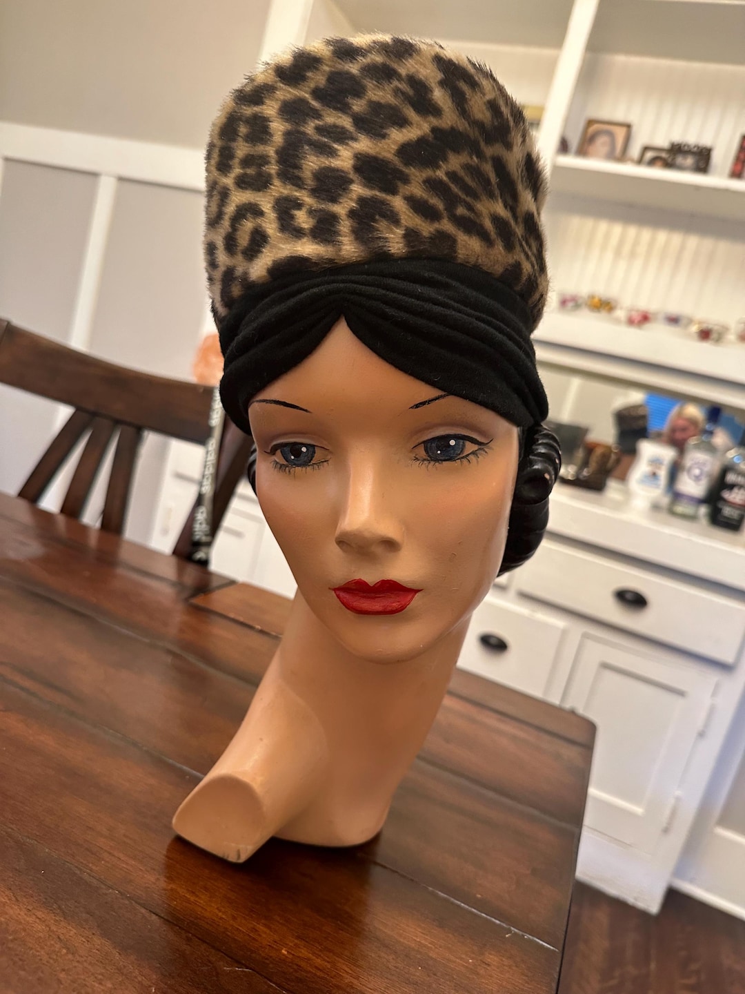 1950s Faux Fur Leopard Turban Pillbox Hat - Etsy