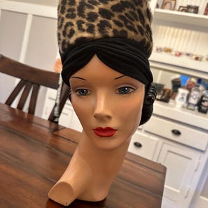 1950s Faux Fur Leopard Turban Pillbox Hat - Etsy