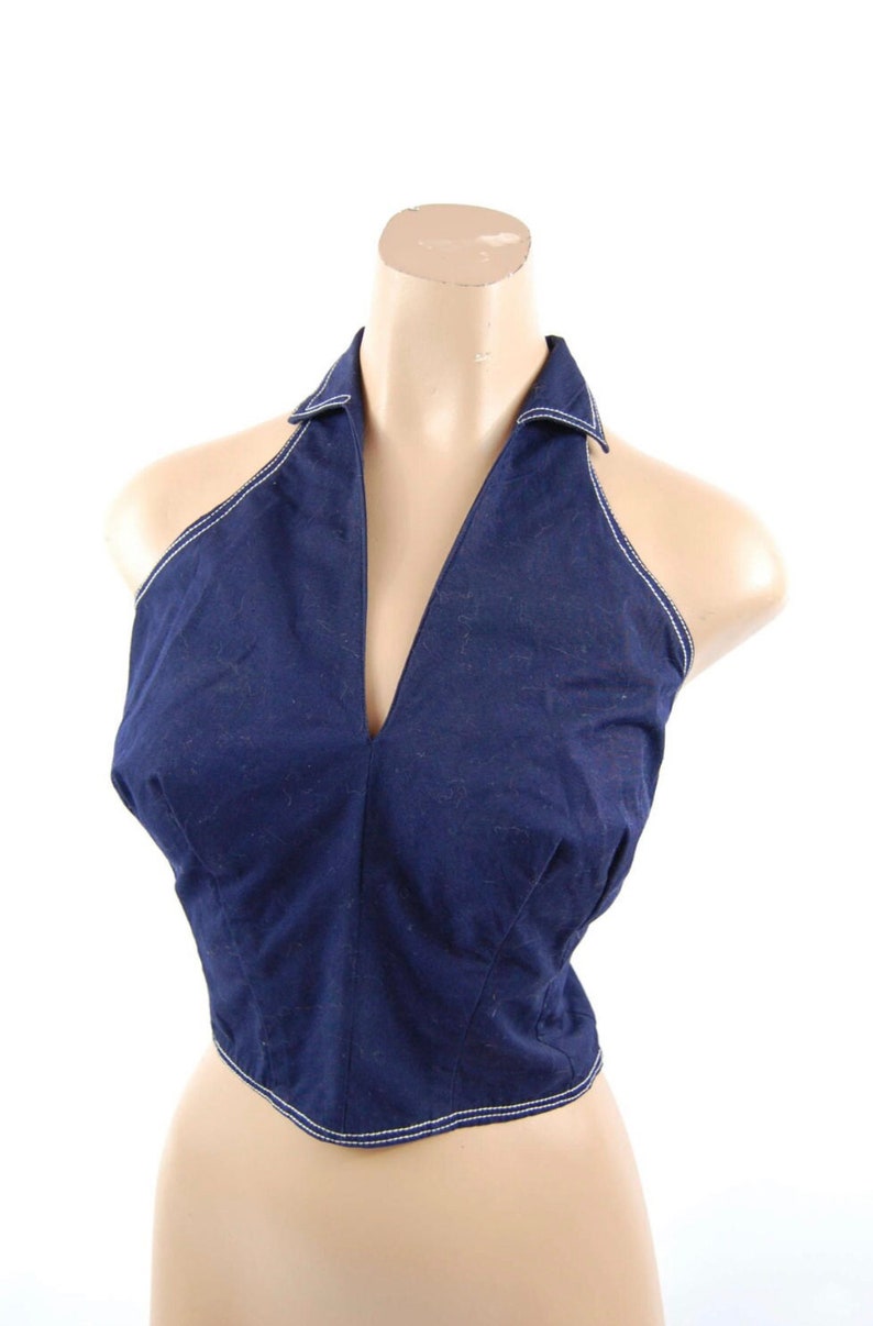 1950s Killer Rock N Roll Navy Blue Cotton Halter Top - Etsy