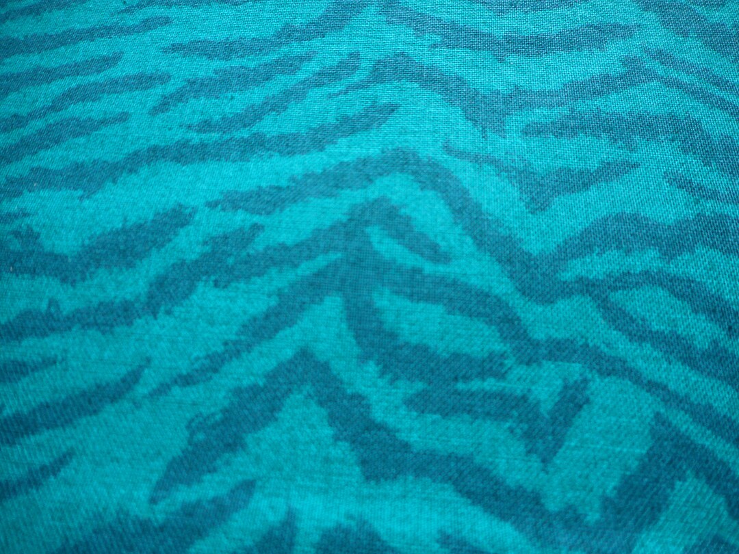 Brand New Teal and Navy Tiger Print Fabric 100% Cotton 18 Inches X 44 ...
