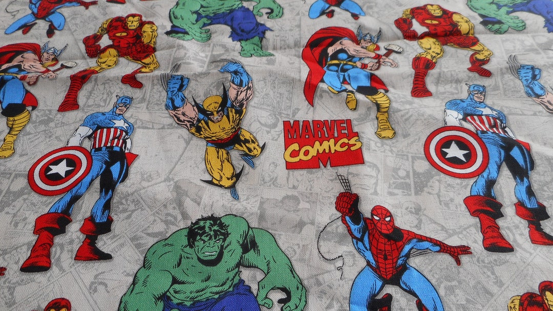 New Marvel Comics Fabric 100% Cotton 18 Inches x 44 inches Half Yard ...