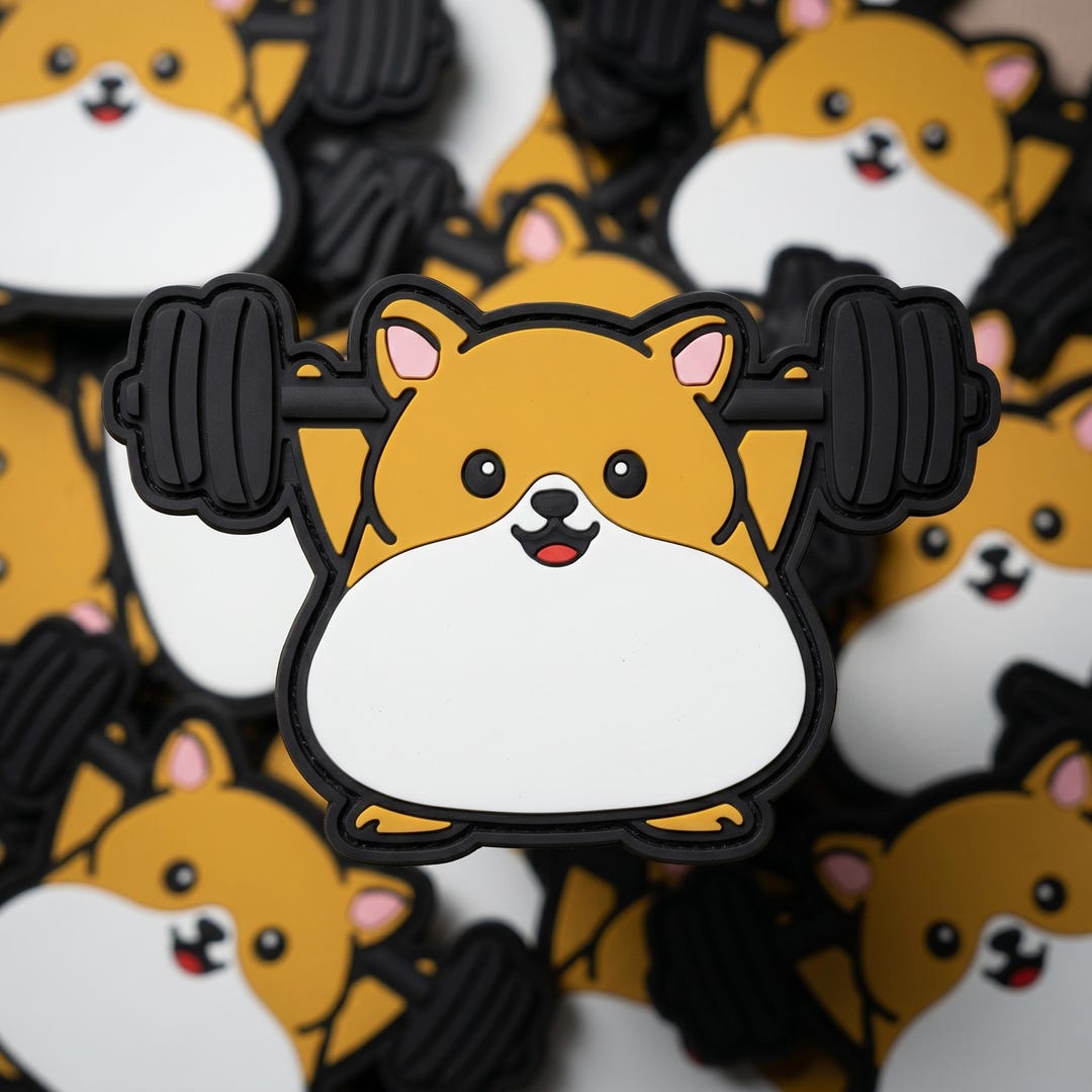 Workout Corgi PVC Patch, Cute Gym Dog Rubber Patch, Fitness Morale ...