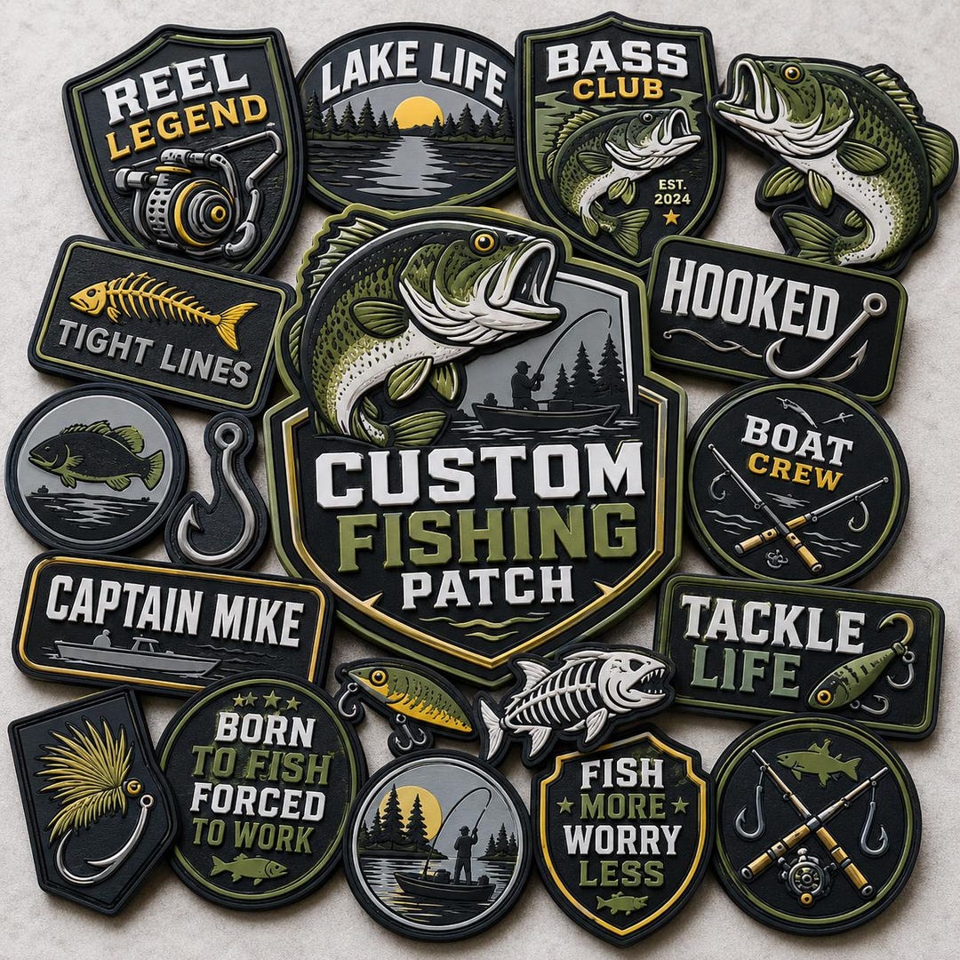 Custom Fishing PVC Patch, Personalized Angler Rubber Patch, Custom Boat ...