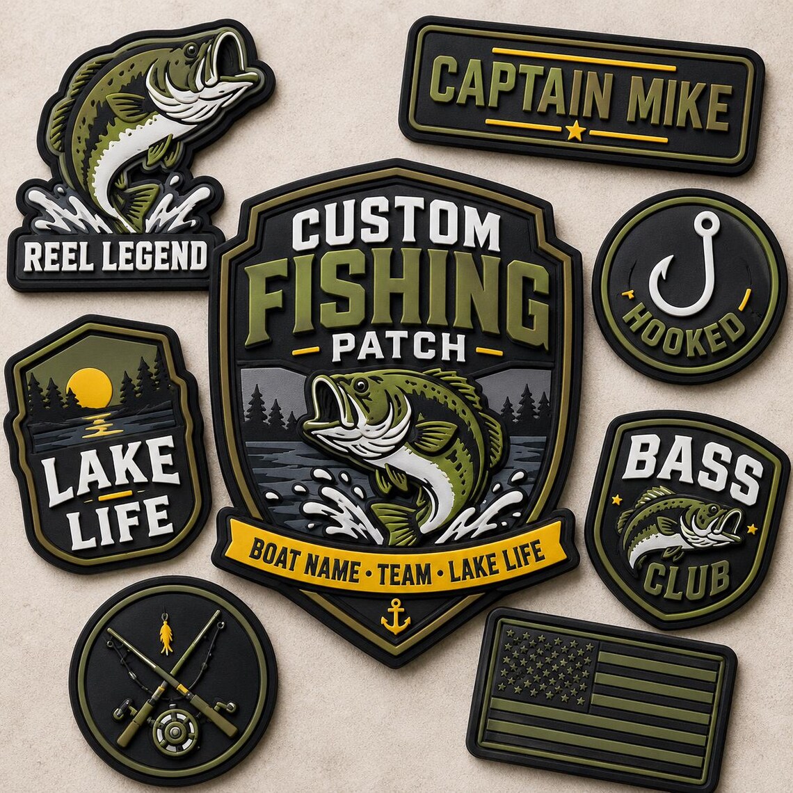 Custom Fishing PVC Patch, Personalized Angler Rubber Patch, Custom Boat ...