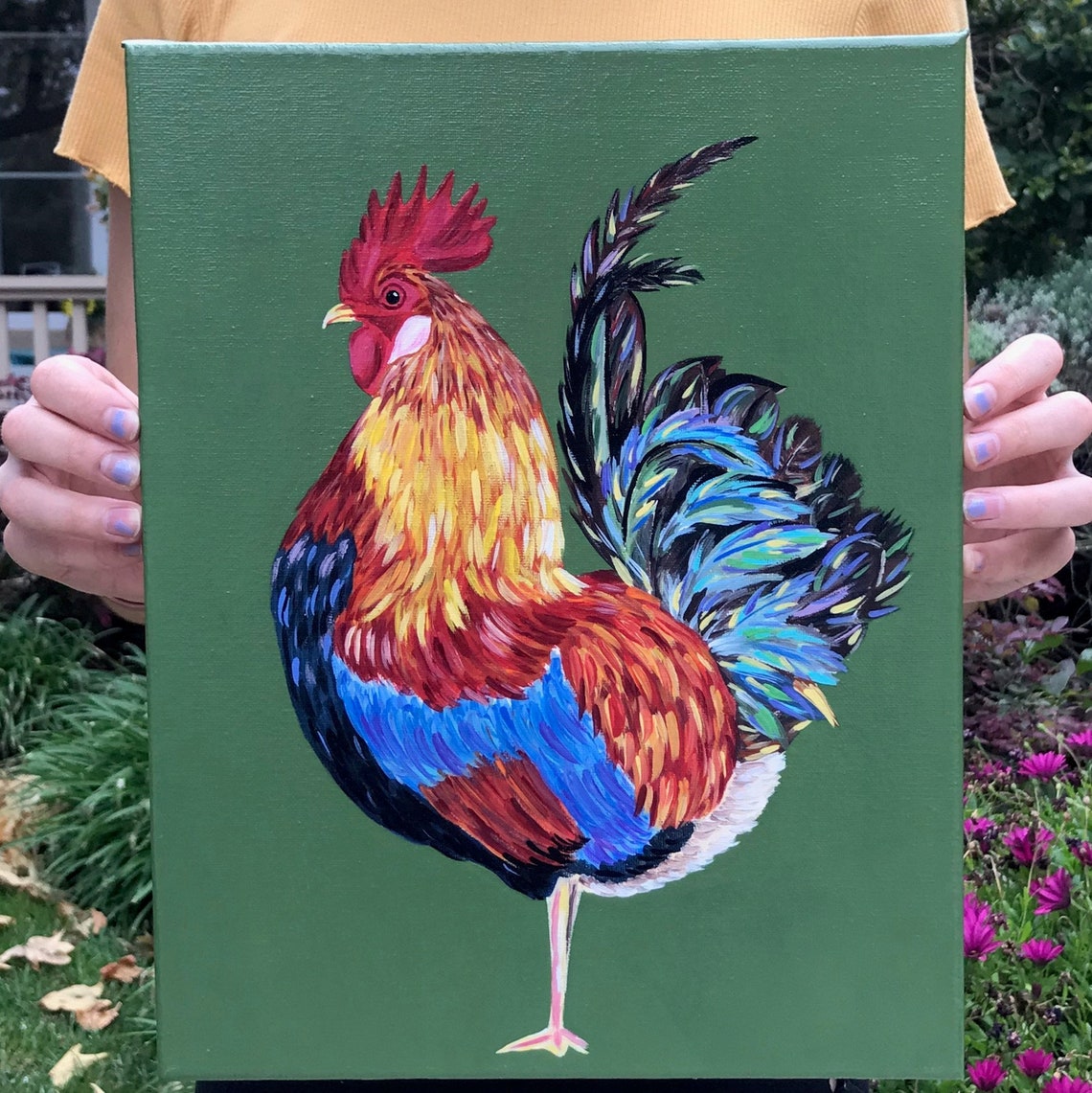 Custom Rooster Painting, Acrylic 8 X 10, 9 X 12, 11 X 14, 12 X 16 - Etsy