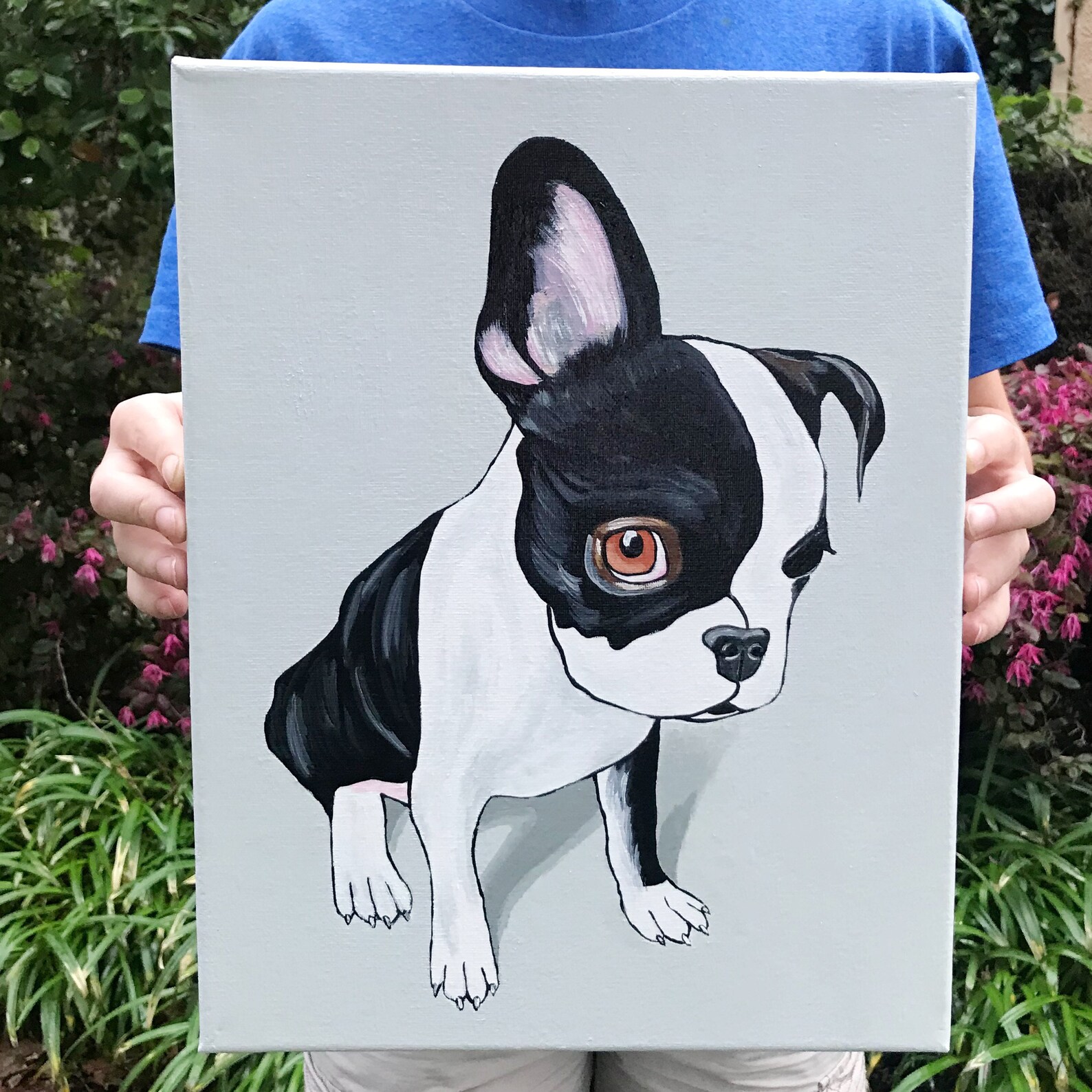 Boston Terrier Puppy Original Acrylic Painting 11in X 14in - Etsy