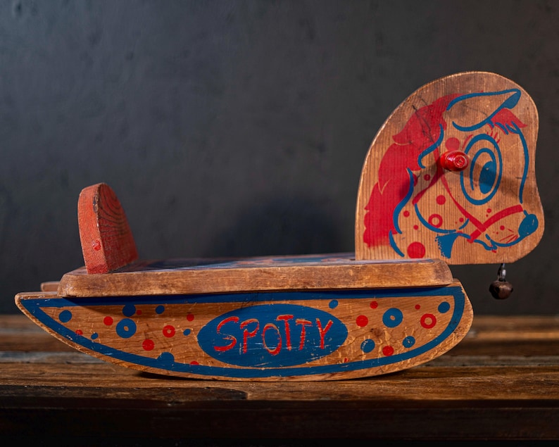 Vintage "spotty" Wooden Rocking Horse - Etsy