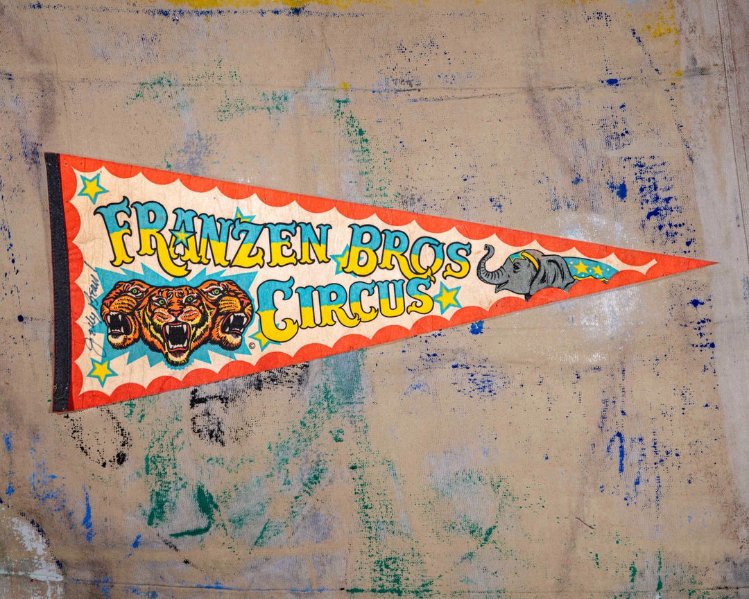 Franzen Brothers Circus Tigers Elephant Felt Pennant SIGNED - Etsy