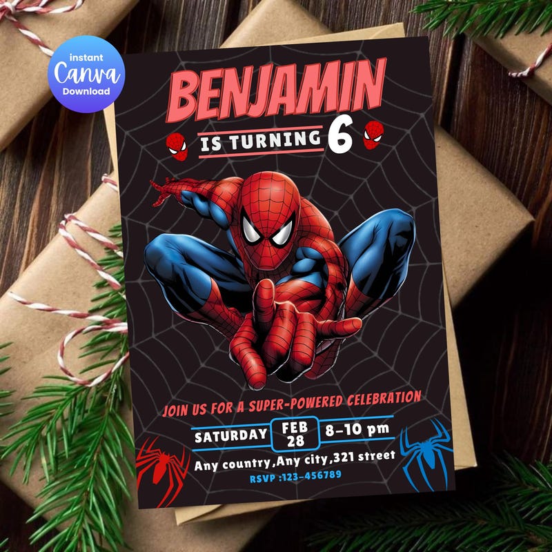 Spiderman Invitation - Etsy