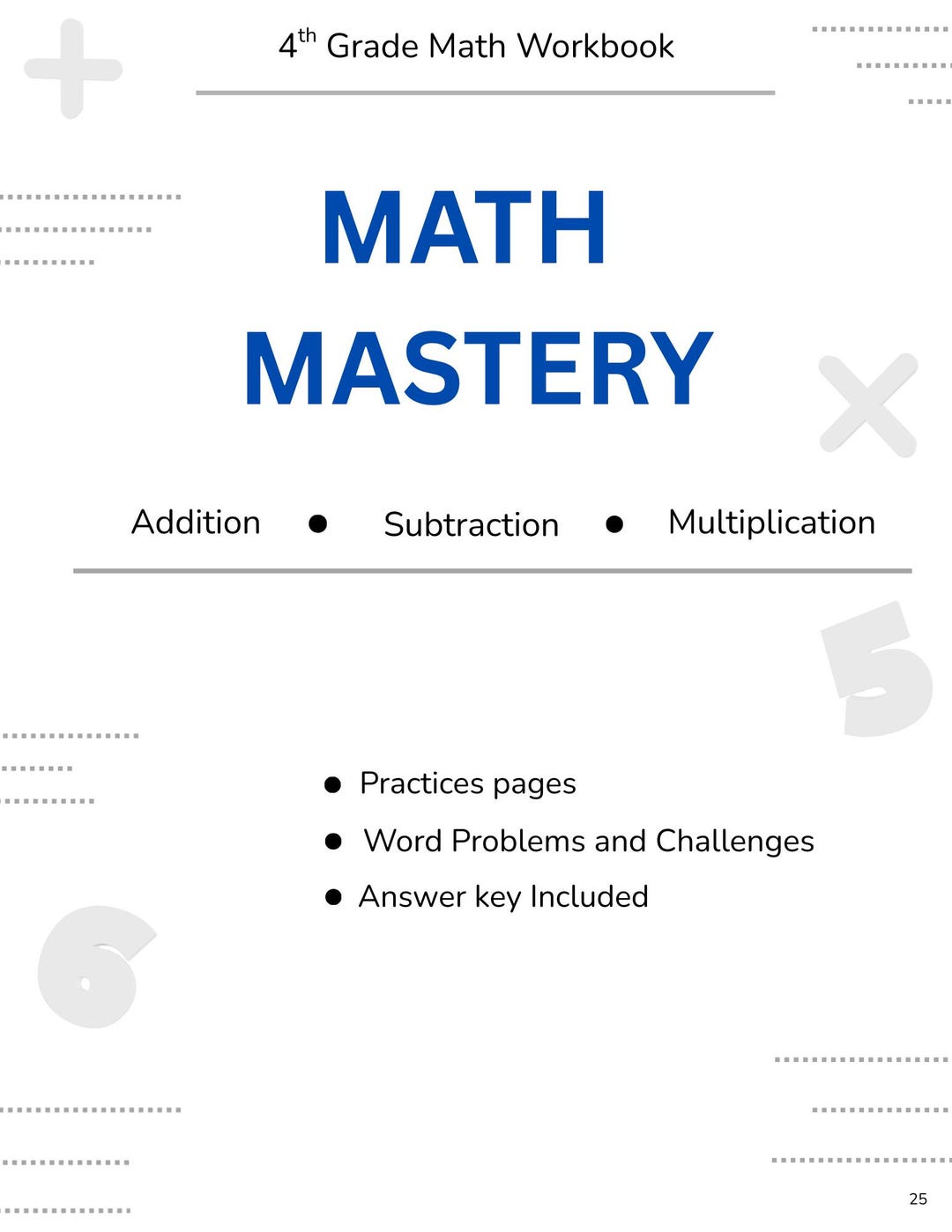 4th Grade Math Workbook | Addition, Subtraction, Multiplication (PDF ...