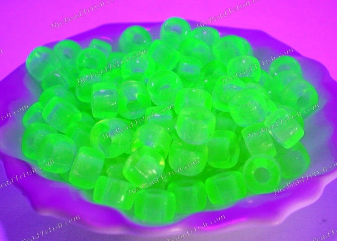 25 Loose ~ 9mm Vintage 1990's UV Black Light Smooth Glass Pony Beads ...