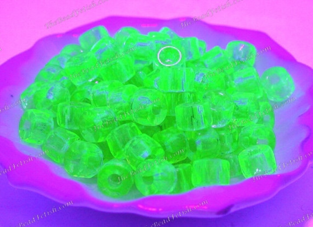 10 Loose ~ 9mm Vintage 1990's UV Black Light Beads, Faceted Pony Glass ...