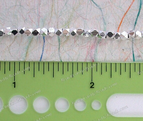 Rustic Diamond Cut Beads 2 to 2.5mm Silver Beads Bright | Etsy