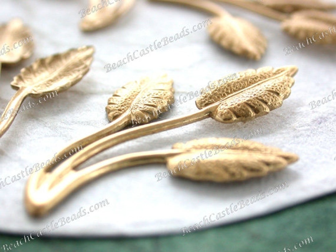 Raw Brass Leaves, Vintage Style Leaves, Wedding Hair Craft Supplies ...